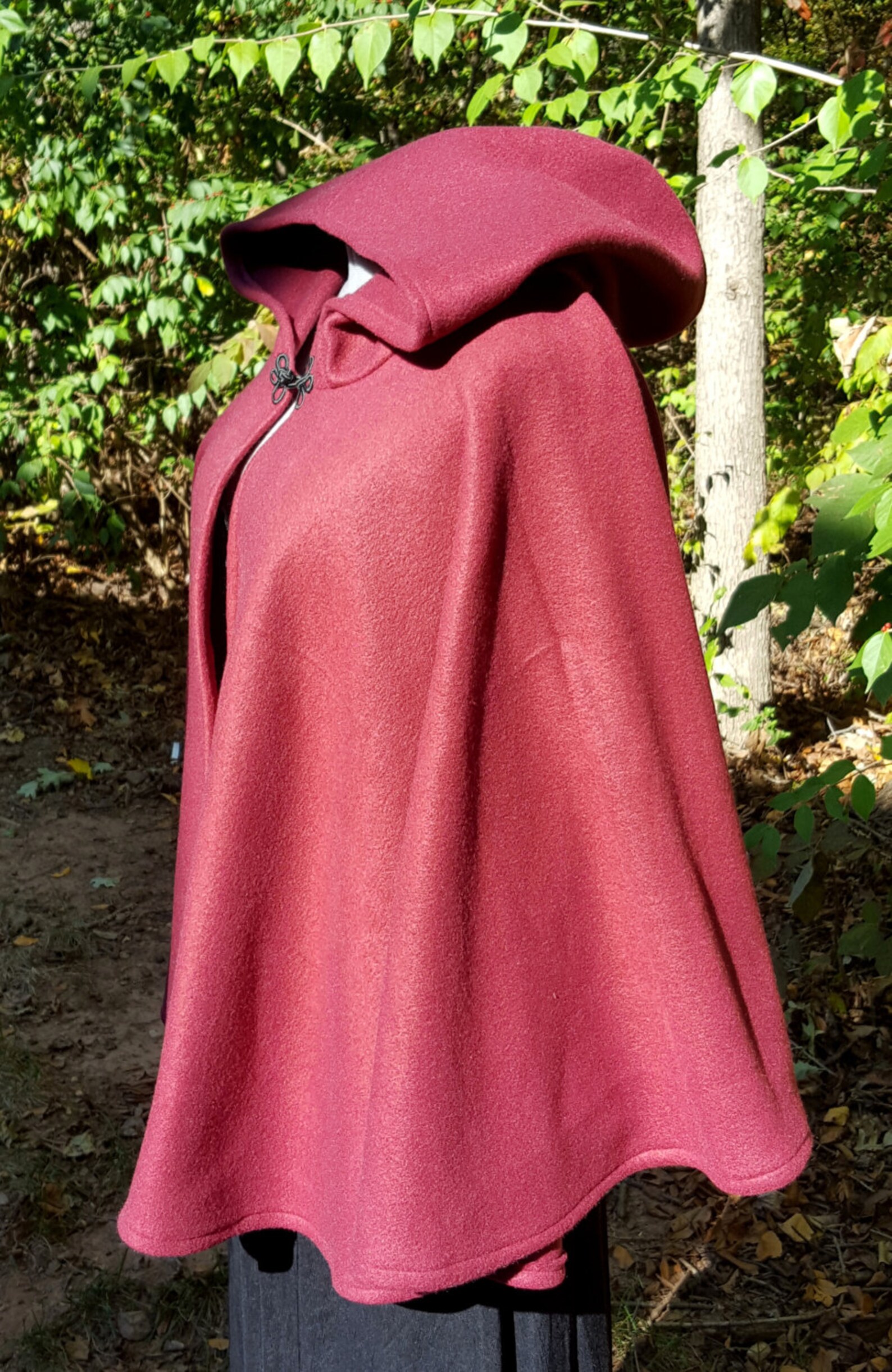 Short Fleece Cloak Burgundy Wine Full Circle Cloak Cape With - Etsy