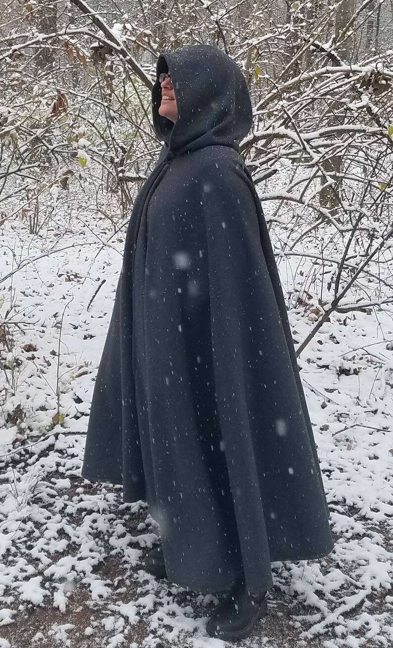 Dark Grey Long Cloak Full Circle Fleece Medieval Renaissance | Etsy