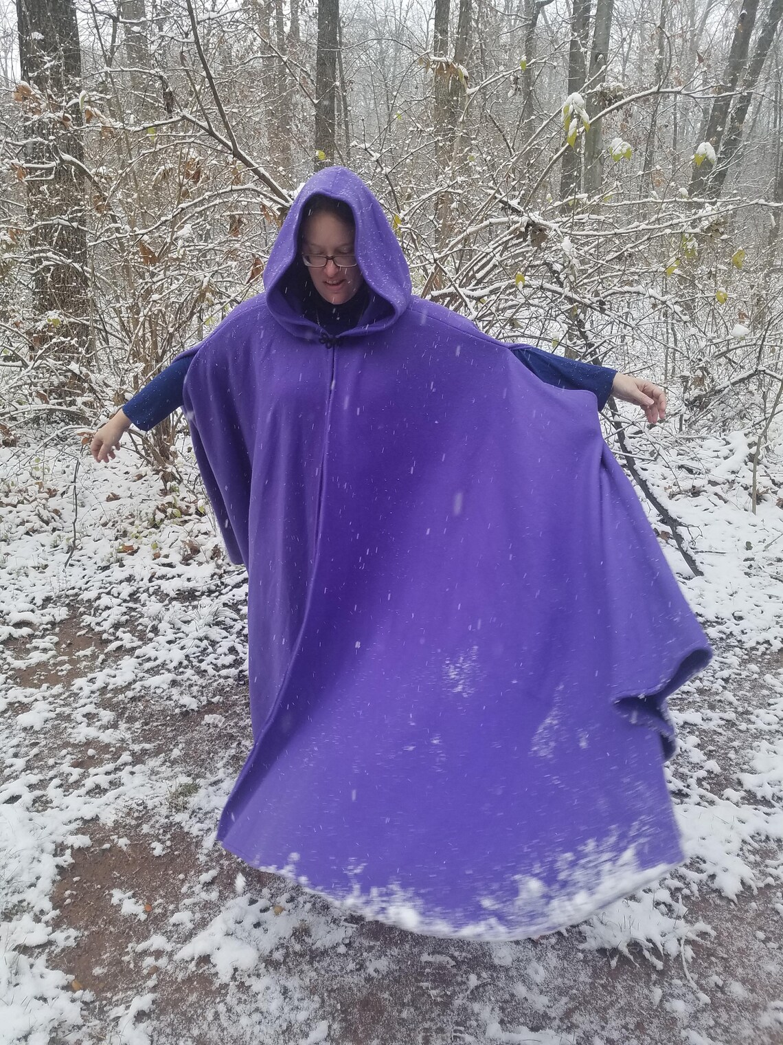 Purple Long Winter Cloak Full Circle Fleece Medieval | Etsy