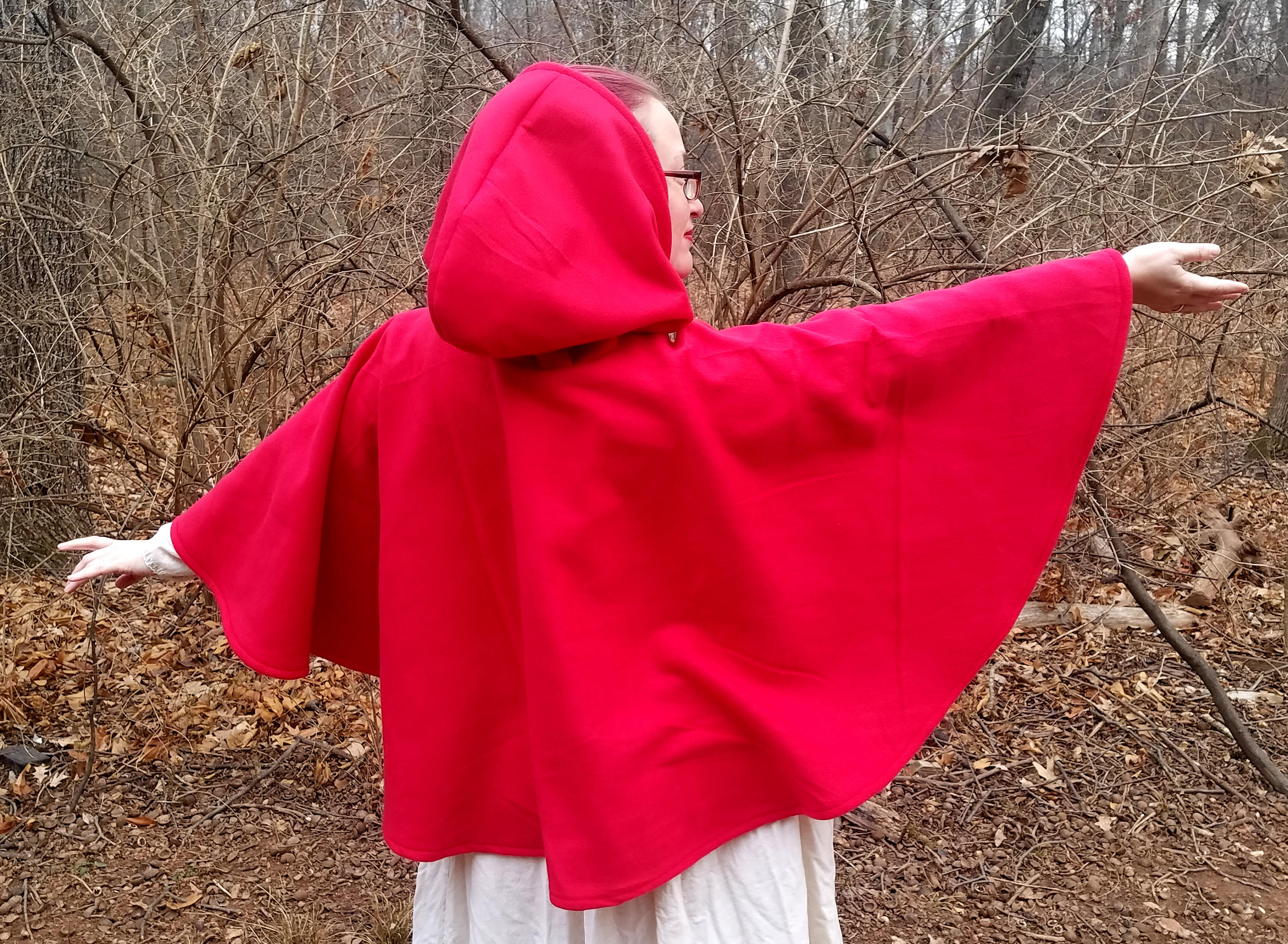Short Fleece Cloak Red Full Circle Cloak Cape with hood | Etsy