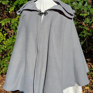 Short Fleece Cloak, Medium Grey Full Circle Cloak Cape With Hood, Fall ...