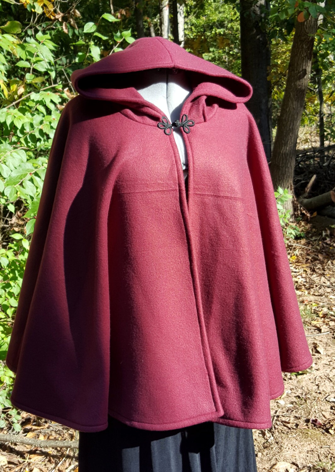 Short Fleece Cloak Burgundy Wine Full Circle Cloak Cape With - Etsy