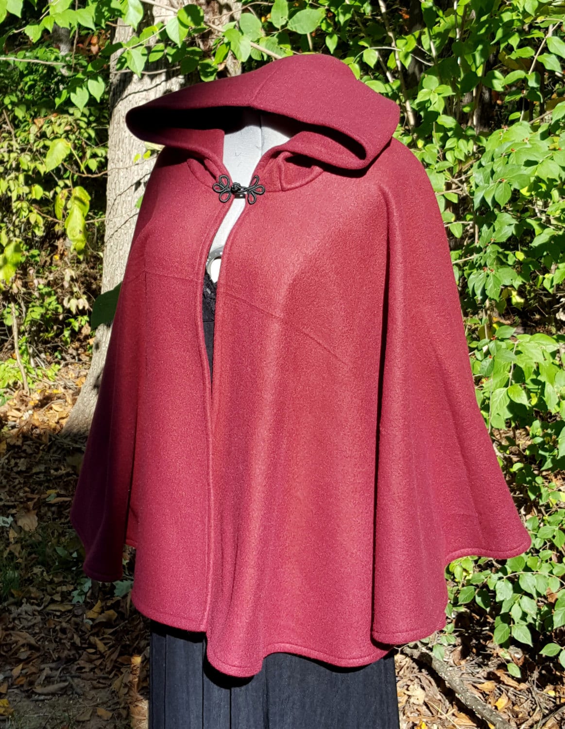 Short Fleece Cloak Burgundy Wine Full Circle Cloak Cape With - Etsy