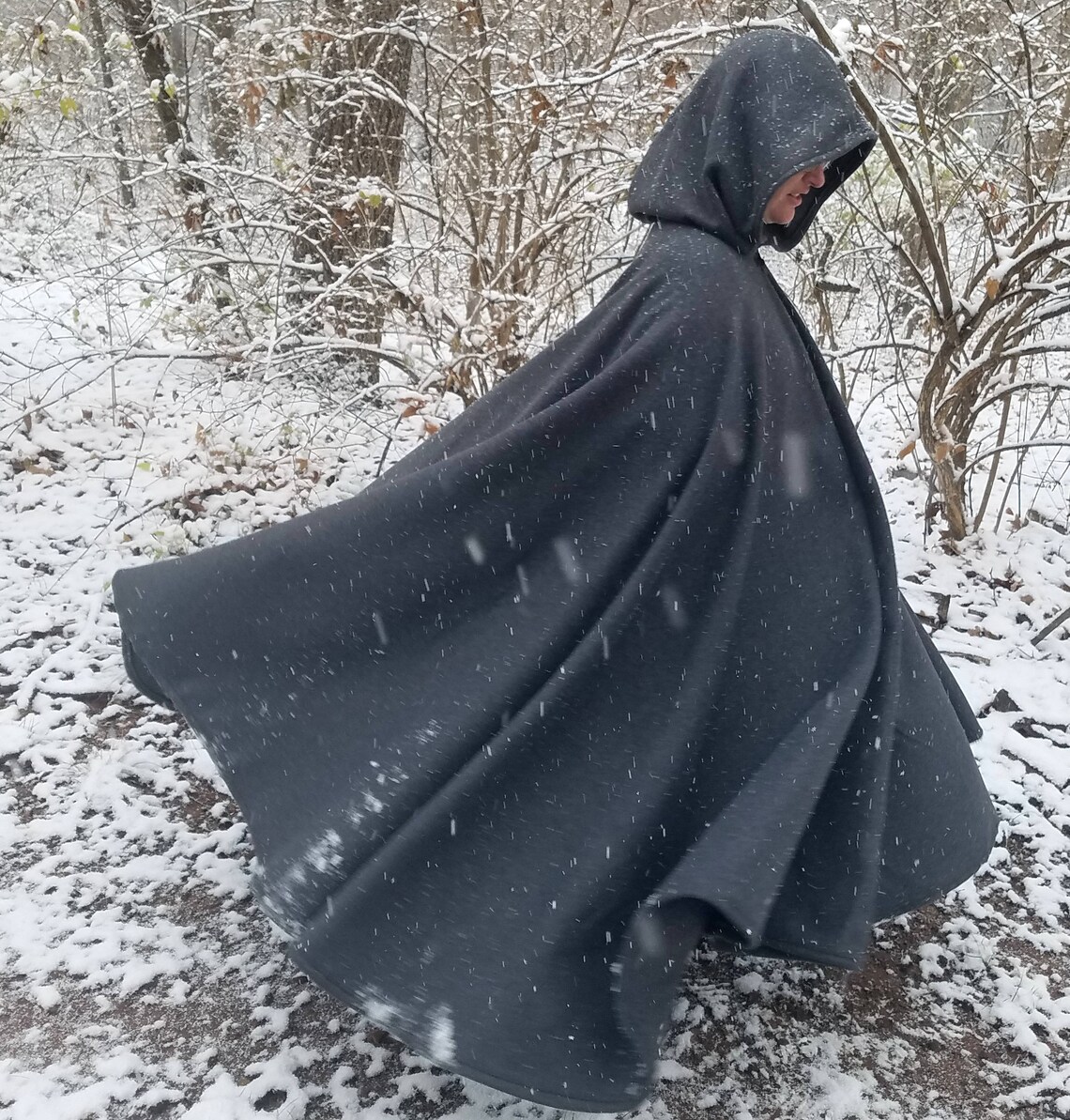 Dark Grey Long Cloak Full Circle Fleece Medieval Renaissance - Etsy