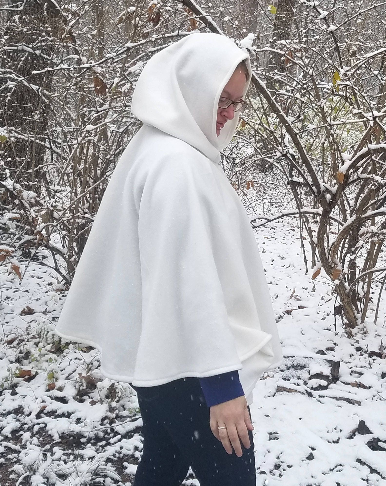 Short White Fleece Cloak Cream White Full Circle Cloak Cape | Etsy