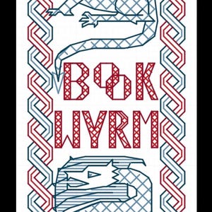 Cross Stitch Book Wyrm Bookmark Pattern — Digital Download - Etsy