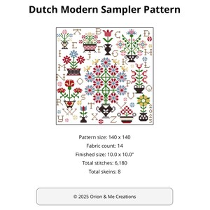 Cross Stitch Pattern Dutch Modern Flowers Sampler — Digital Download - Etsy