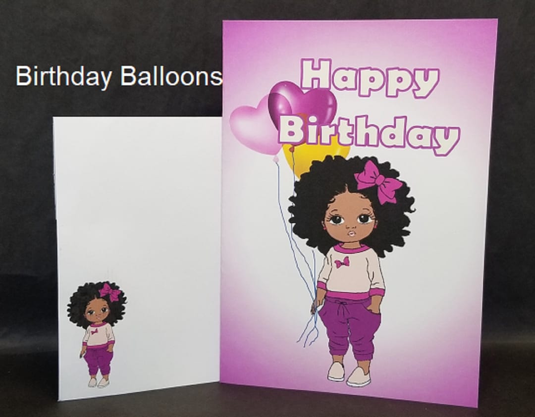 Birthday Balloons, African American Greeting Card and Matching Envelope ...