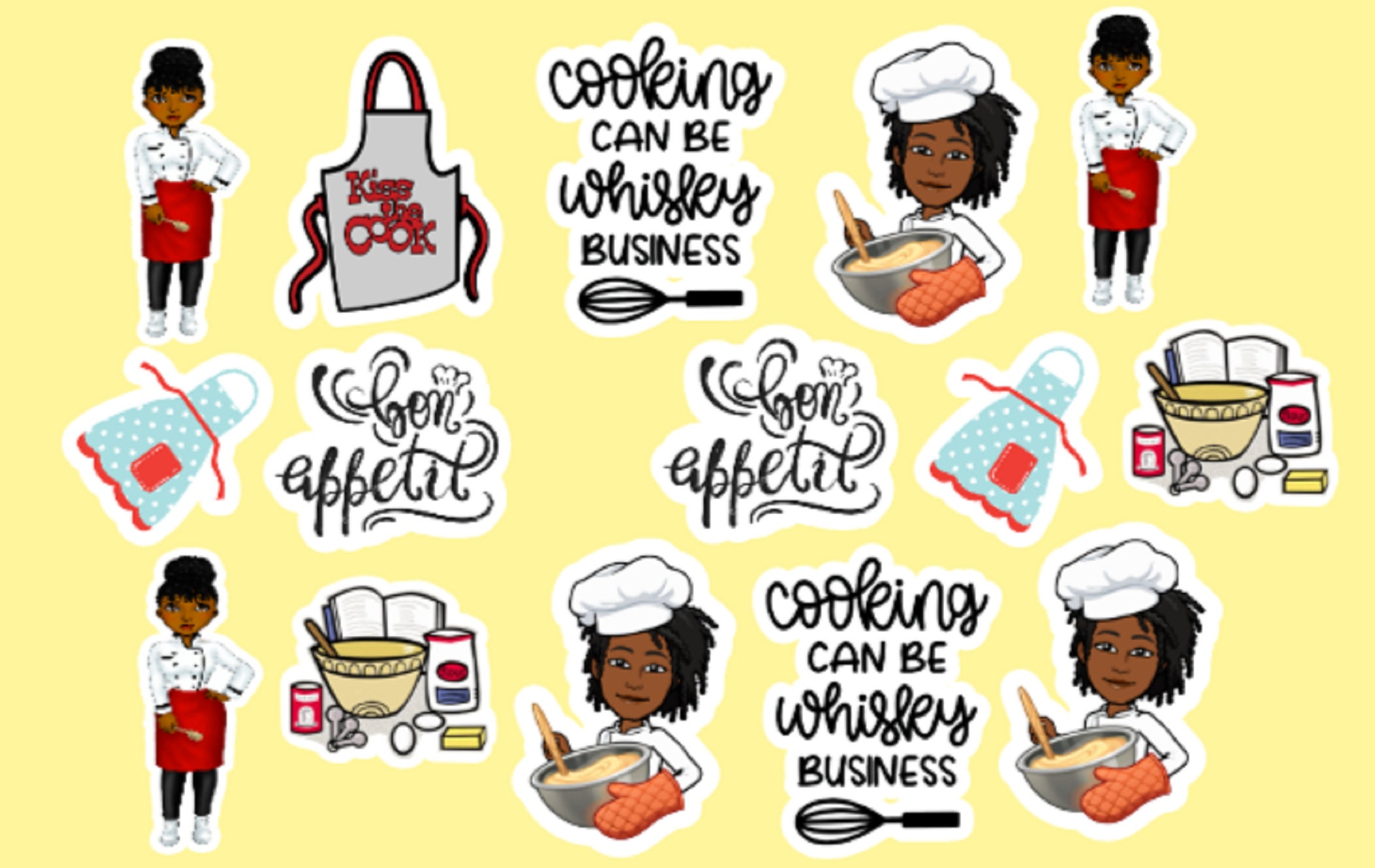 15 Chef Cook Female Woman Black African American Stickers - Etsy