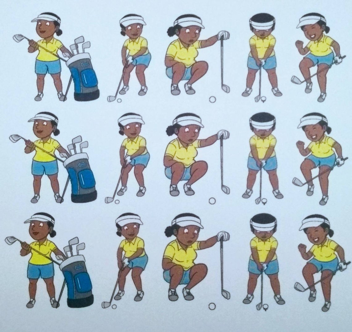 15 Golf Female Woman Black African American Stickers | Etsy