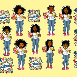 17 Clean up African American Stickers for Planners and Scrapbooking ...