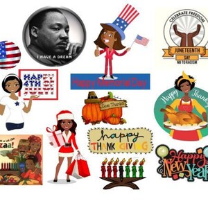 12 US Holiday Calendar African American Stickers for Planners: MLK ...
