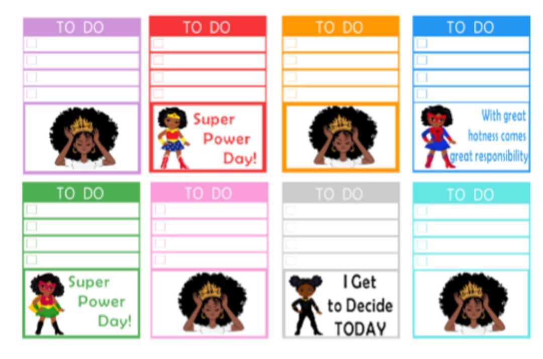 To Do List Checklist Blocks Planner Stickers, Rainbow or Black Queen, 1 ...