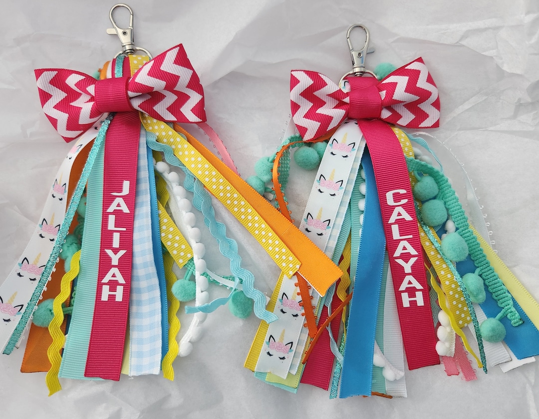Ribbon Zipper Pull Name Tags, Cheer Bag Personalized Name Tag, Keychain ...