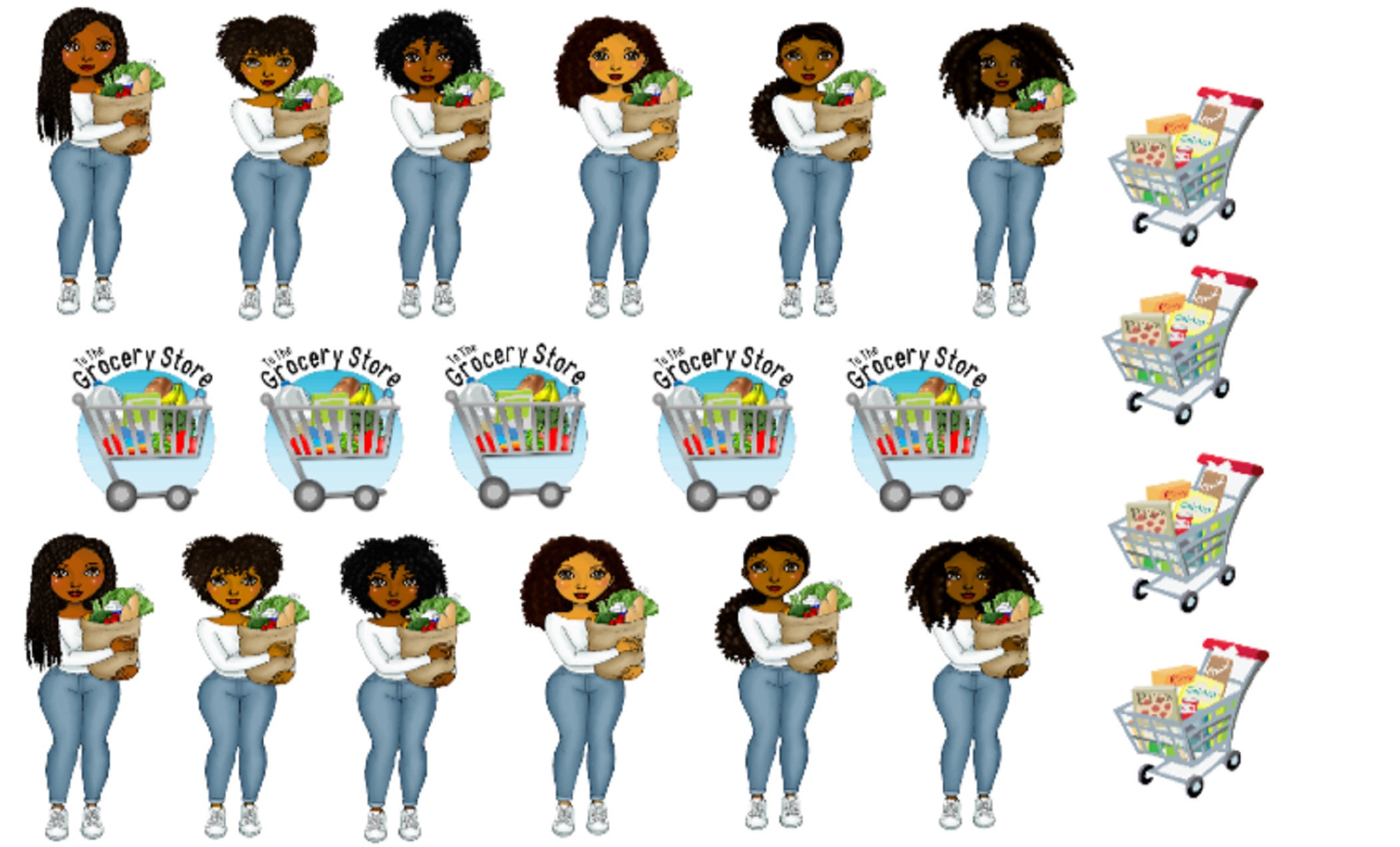 21 Grocery Store American Female Stickers for Planners and | Etsy