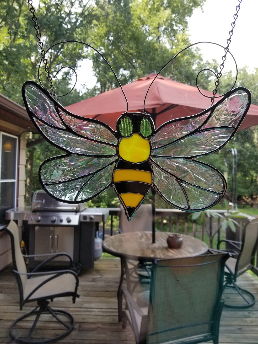 Handcrafted Stained Glass Bee Suncatcher: Iridescent Wing Decor - Etsy