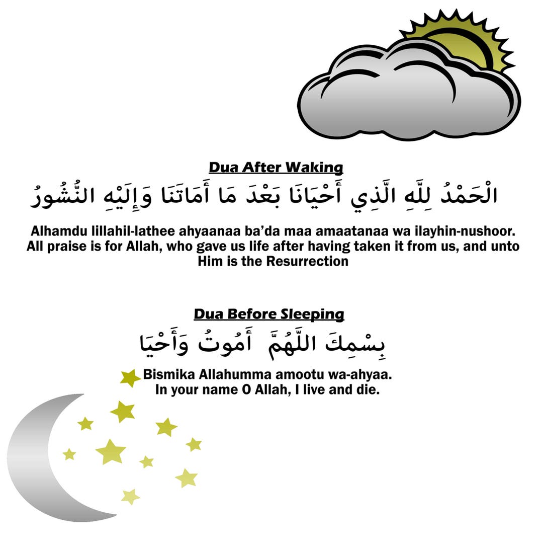 Waking up and Going to Sleep Dua Islamic Wall Art Sticker Islamic ...