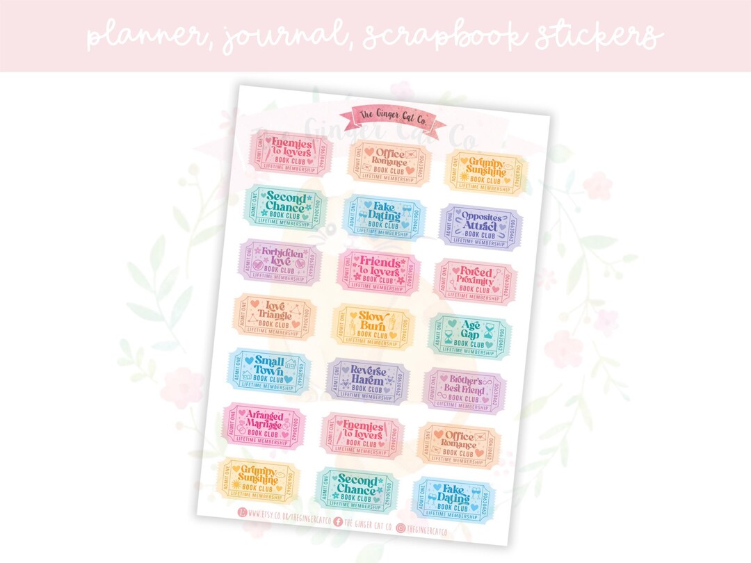 Bookish Trope Tickets Stickers – Literary Quotes and Fun Book Lover ...