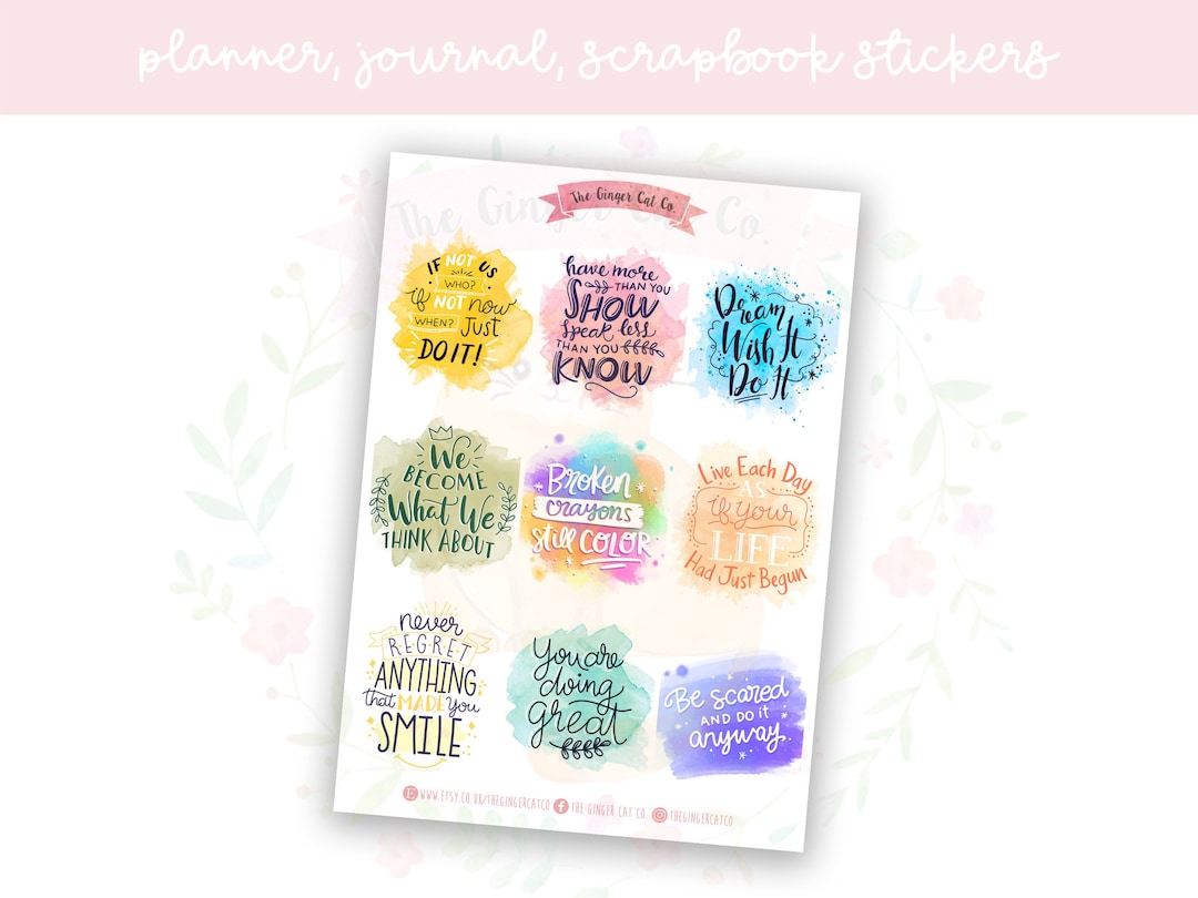 Rainbow Inspirational Quotes Full Boxes Planner, Journaling, Scrapbook ...