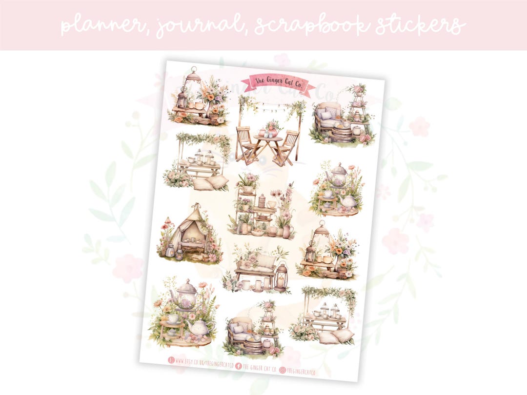 Boho Tea Party Planner Stickers | Whimsical Floral & Cozy Tea Journal ...