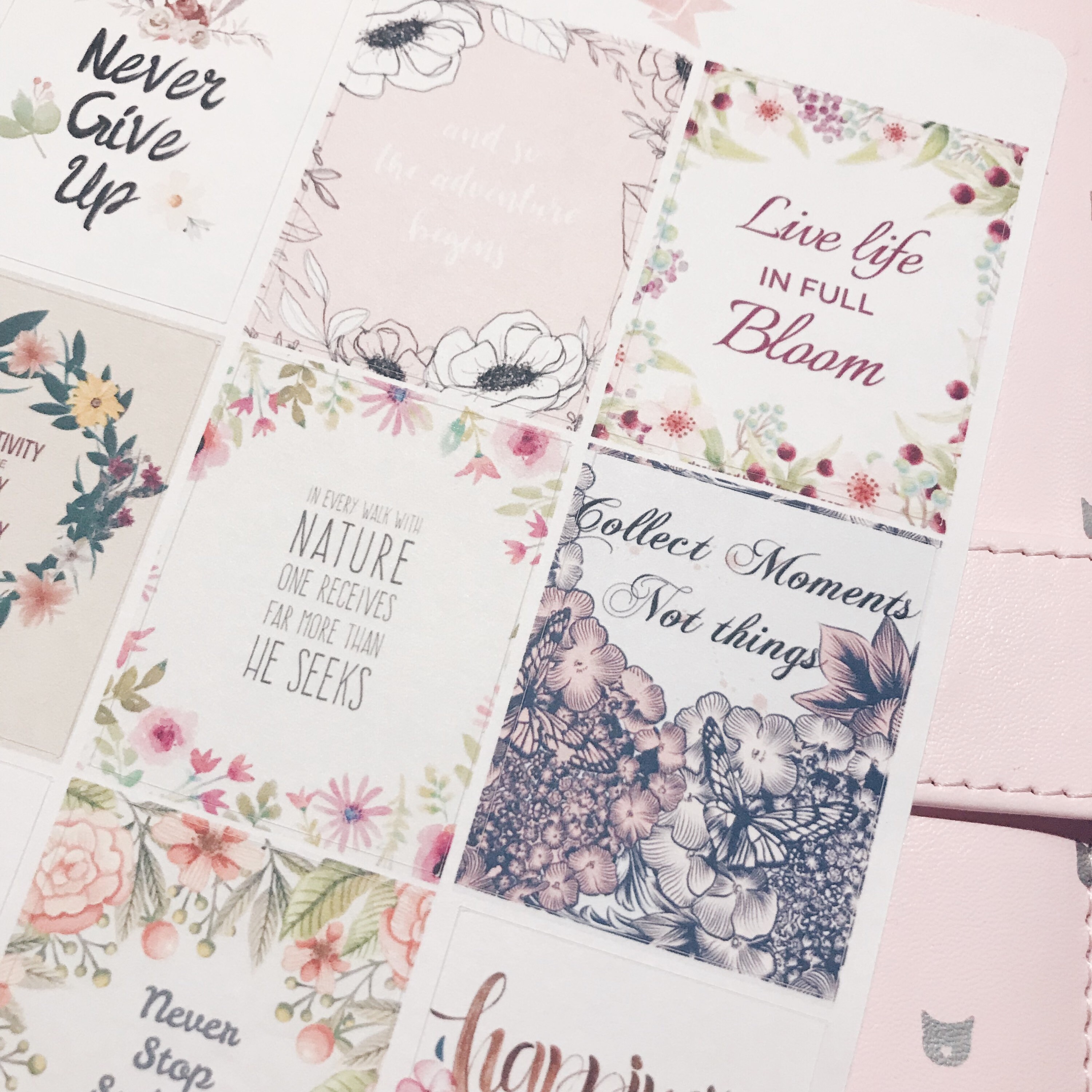 Floral Inspirational Quotes Full Boxes Planner Stickers | Etsy