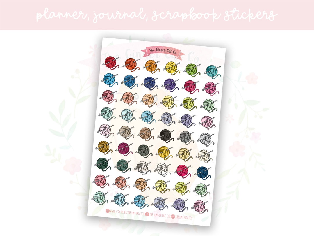 Rainbow Crochet Ball Planner Sticker Sheet | Decorative Stickers ...
