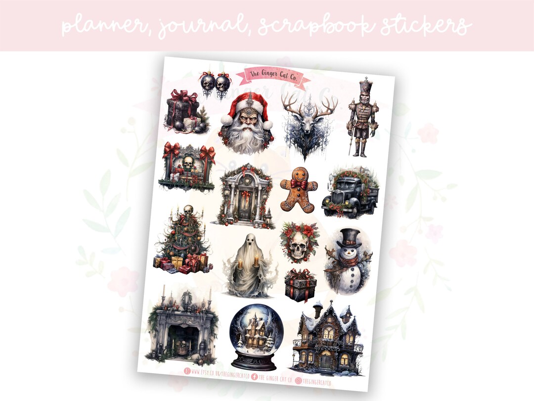 Goth Christmas Set 1 Decorative Journal, Scrapbook, Planner Stickers - Etsy