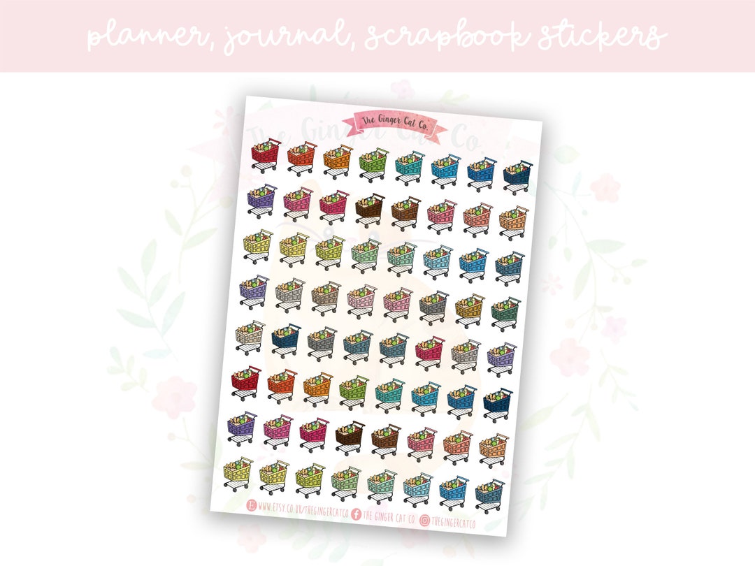 Rainbow Grocery Cart/shopping Trolley Planner Sticker Sheet Decorative ...