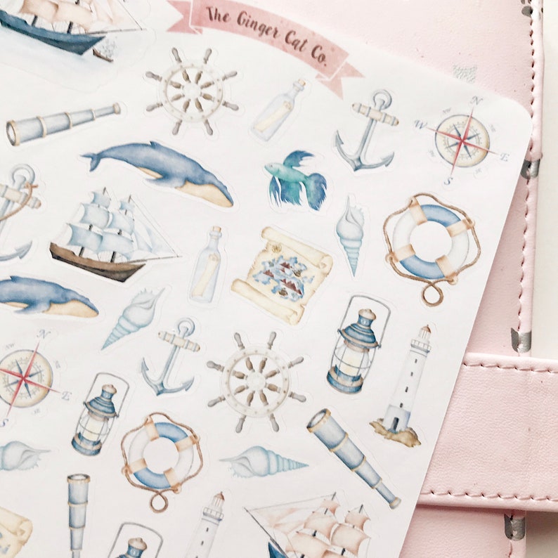 Watercolour Nautical Planner Sticker Sheet | Decorative Stickers ...