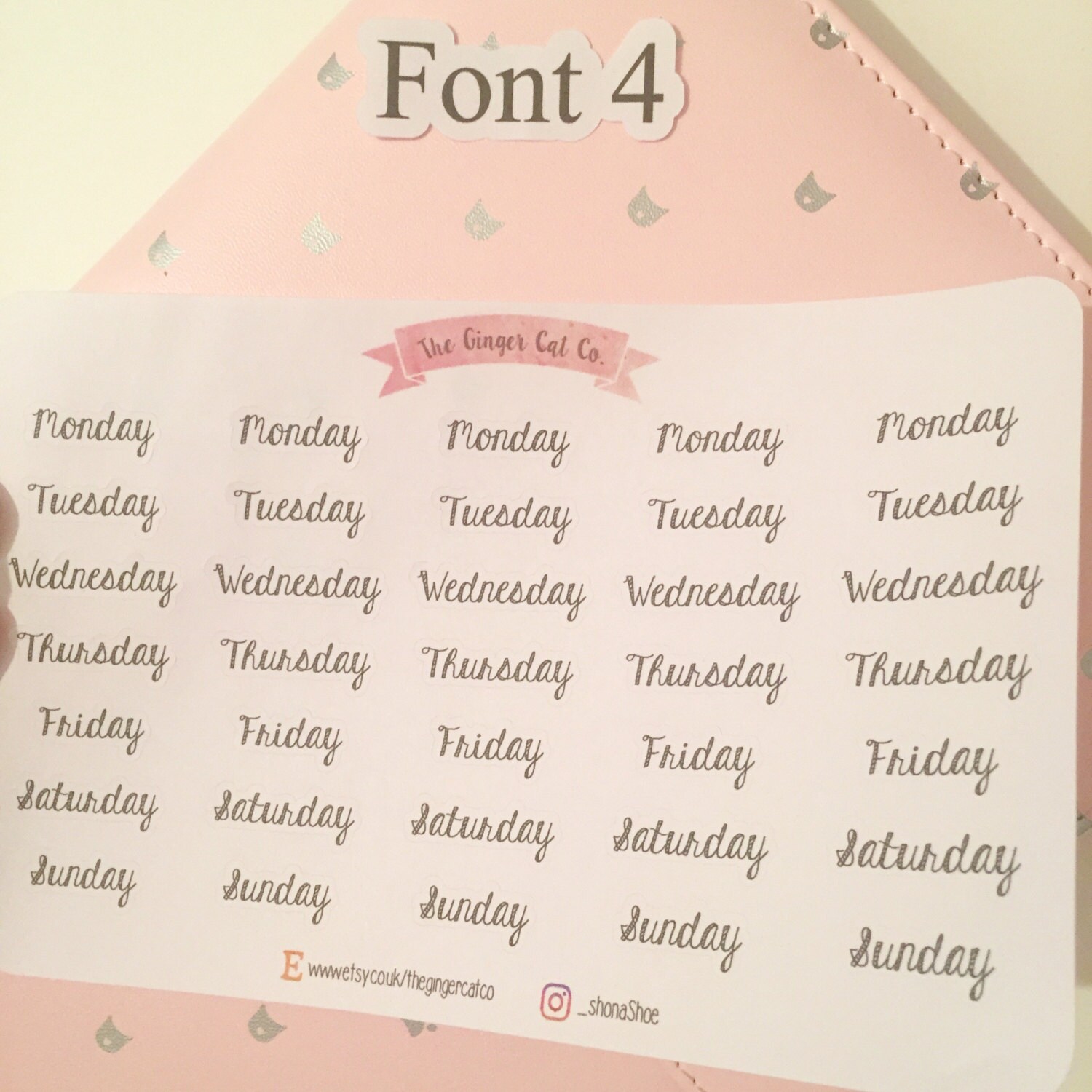 Days of the Week Script Planner Journaling Scrapbook - Etsy UK