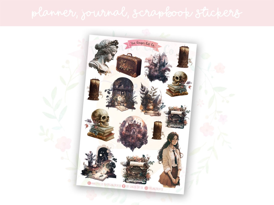 Dark Academia Set 1 Decorative Journal, Scrapbook, Planner Stickers - Etsy