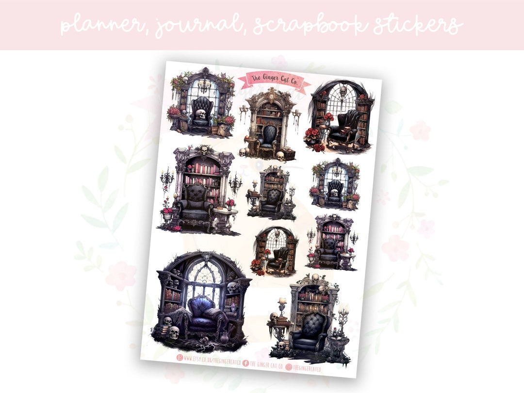 Gothic Reading Nooks Planner Sticker Sheet Decorative Stickers Journal ...