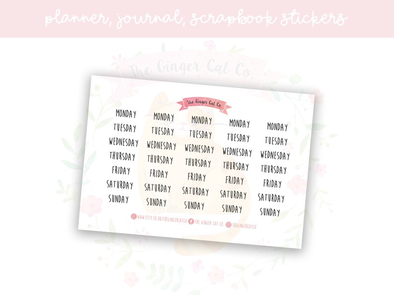 Days of the Week Script Planner Journaling Scrapbook - Etsy