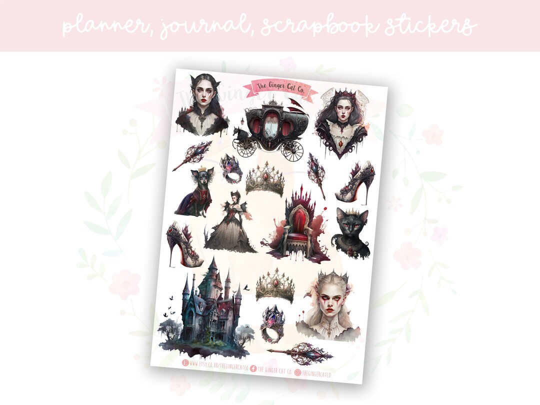 Watercolour Vampire Princess Planner Sticker Sheet | Decorative ...