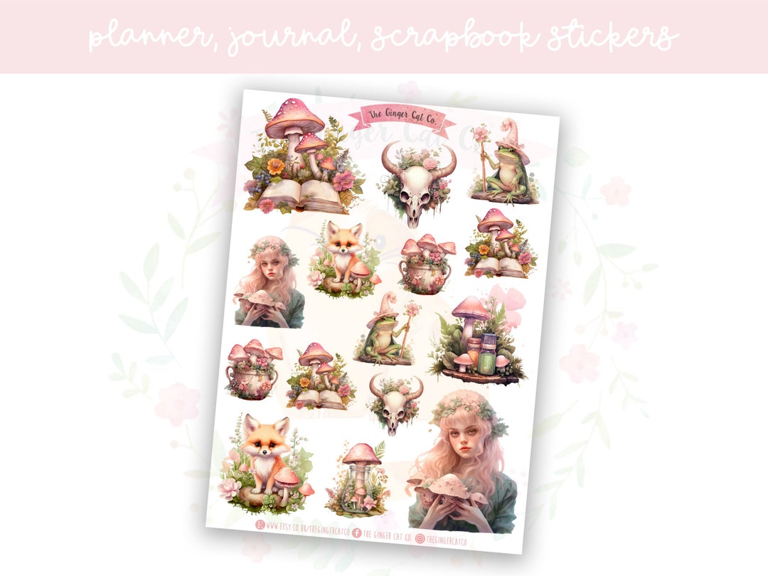 Pink Cottagecore Set 1 Decorative Journal, Scrapbook, Planner Stickers ...