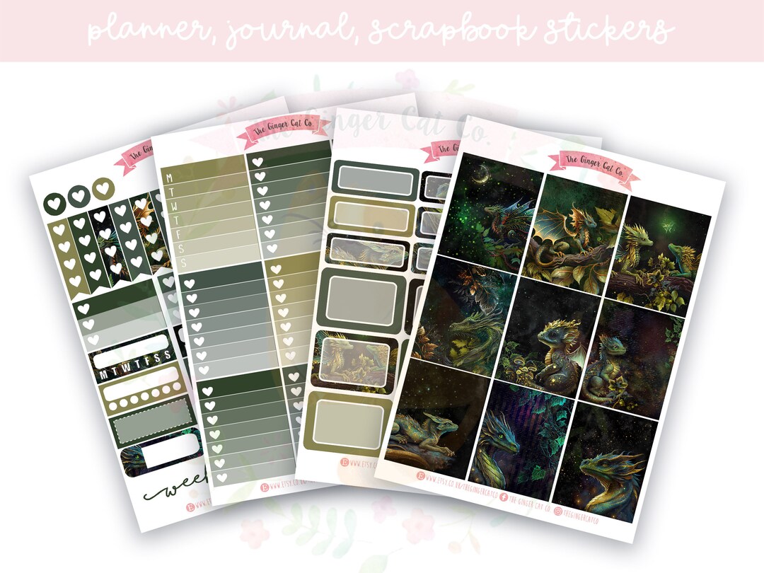 A La Carte Forest Dragon Planner, Journaling, Scrapbook Sticker Kit - Etsy