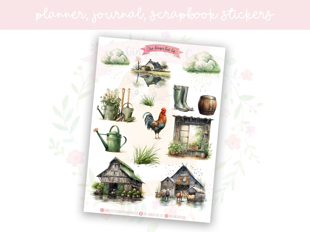 Rainy Farmhouse Planner Sticker Sheet Set 1 | Decorative Stickers ...