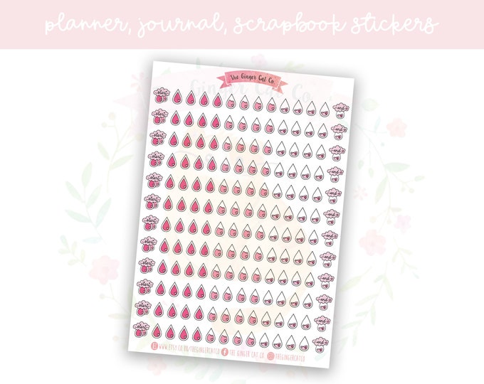 Shark Week Planner Stickers, Printed Stickers, Period Tracker Stickers ...