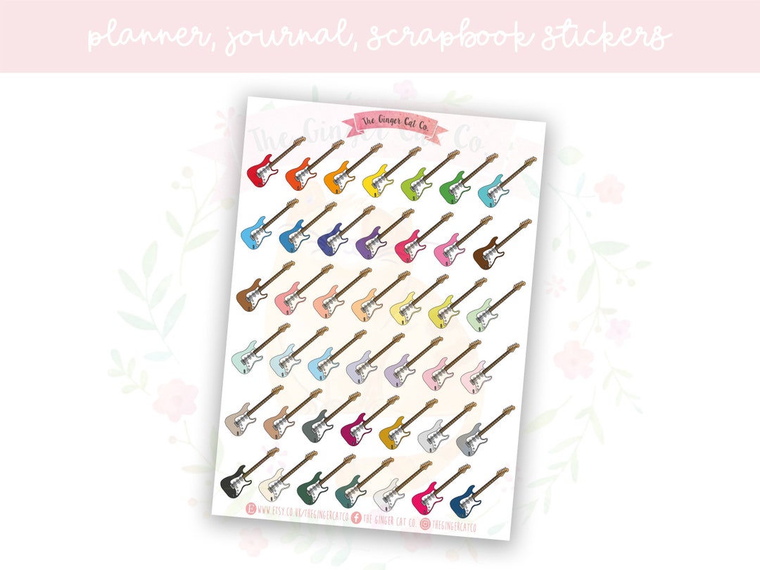 Rainbow Electric Guitars Planner Sticker Sheet | Decorative Stickers ...