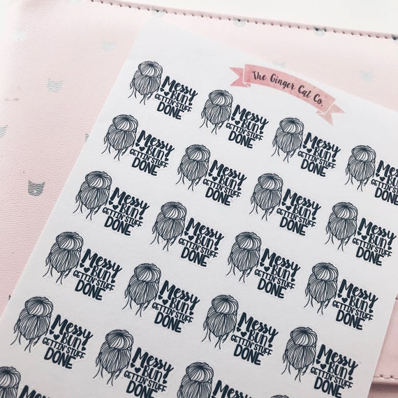 Paper & Party Supplies Foil Sticker Sheet Foiled Messy Bun Sticker ...