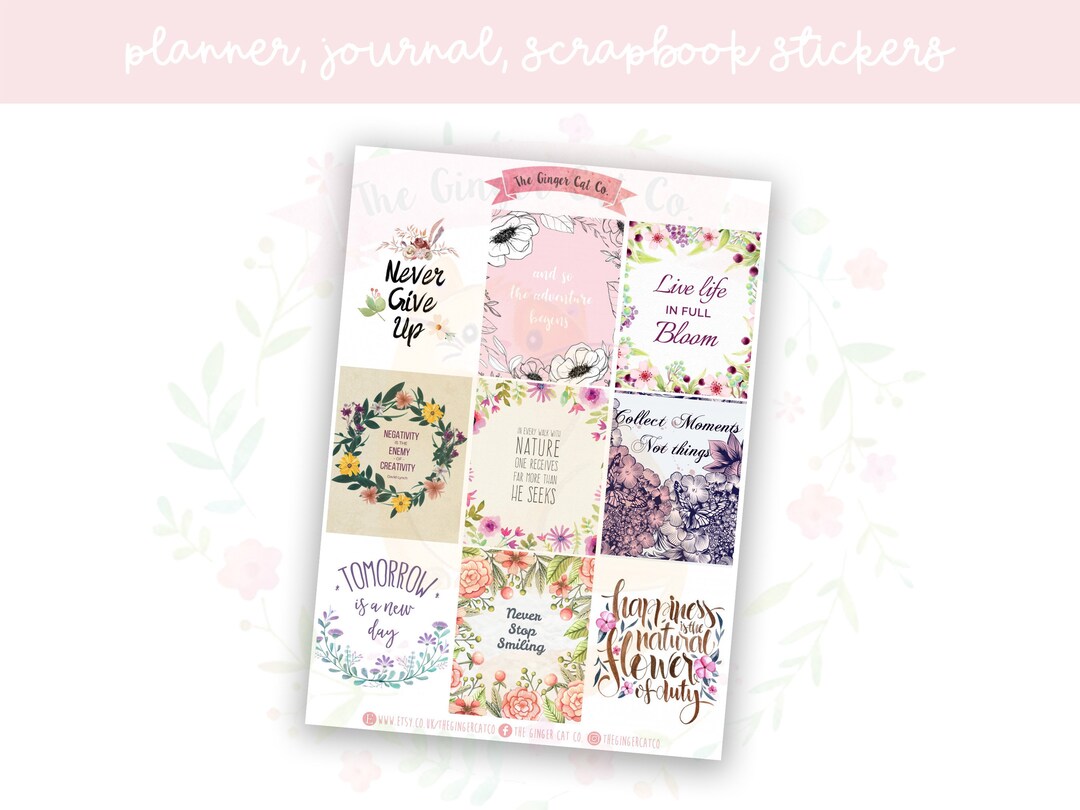 Floral Inspirational Quotes Full Boxes Planner, Journaling, Scrapbook ...