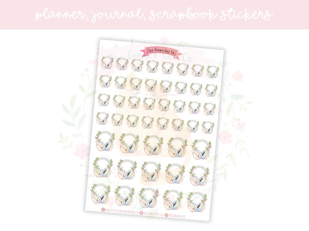 Girly Things - Headphones Planner Sticker Sheet | Decorative Stickers ...
