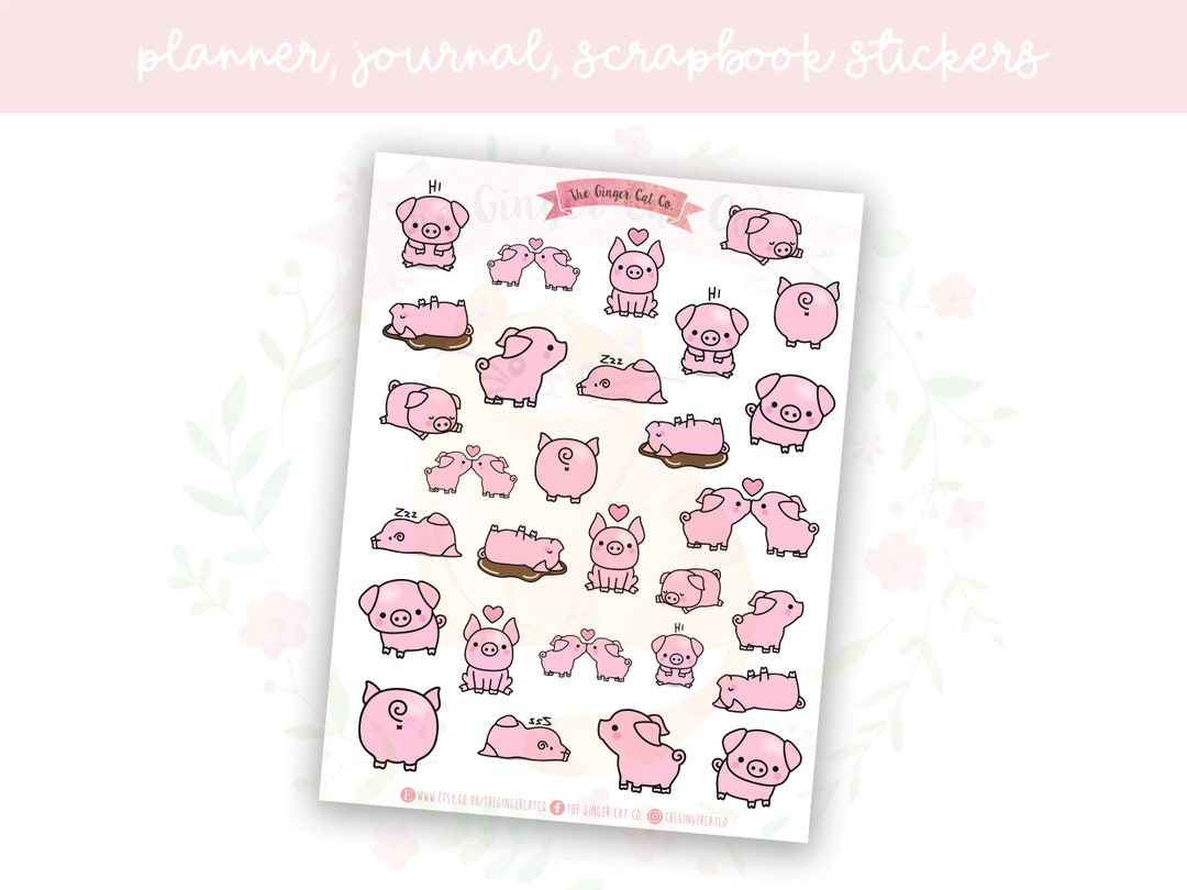 Cute Pigs Planner Stickers | Journal Scrapbooking Stickers - Etsy