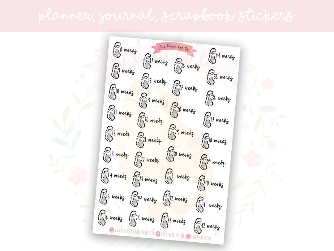 Pregnancy Weeks Baby Tracker Planner, Journaling, Scrapbook Stickers - Etsy