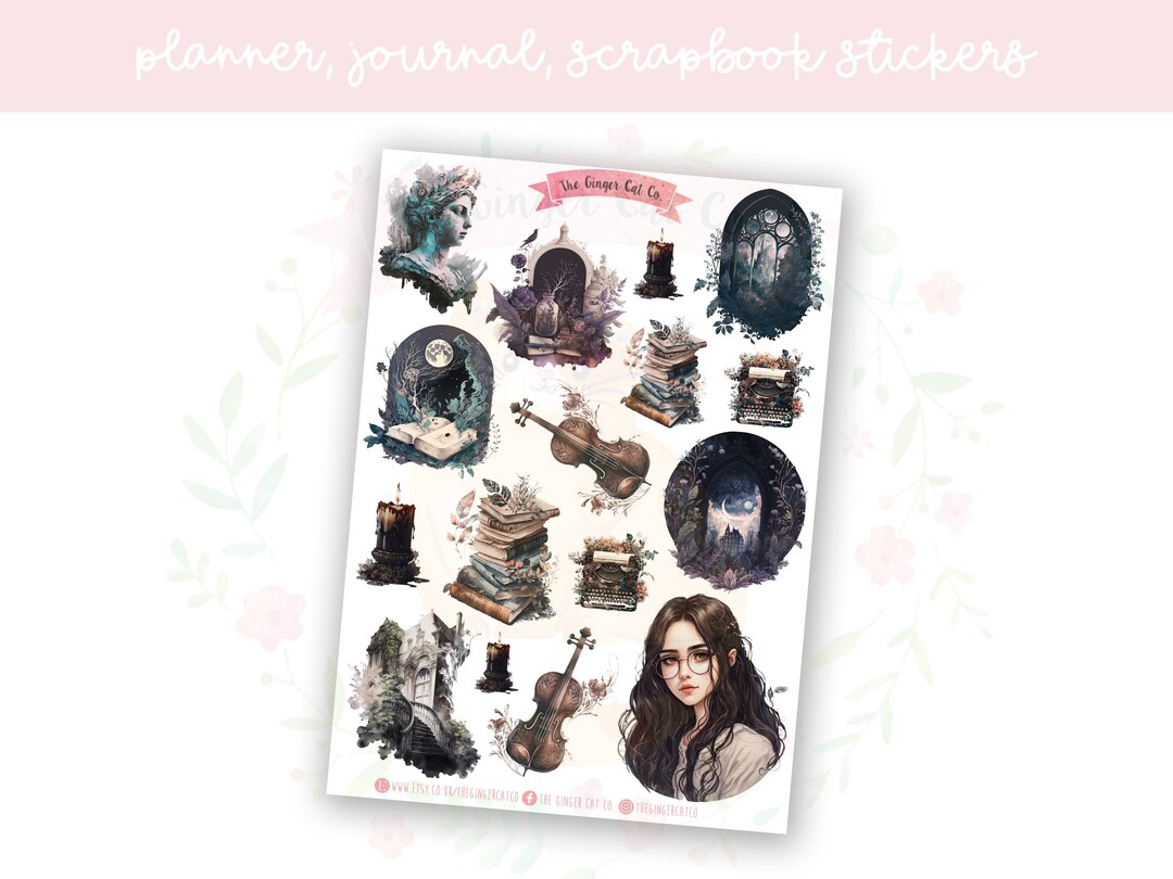 Dark Academia Set 2 Decorative Journal, Scrapbook, Planner Stickers - Etsy