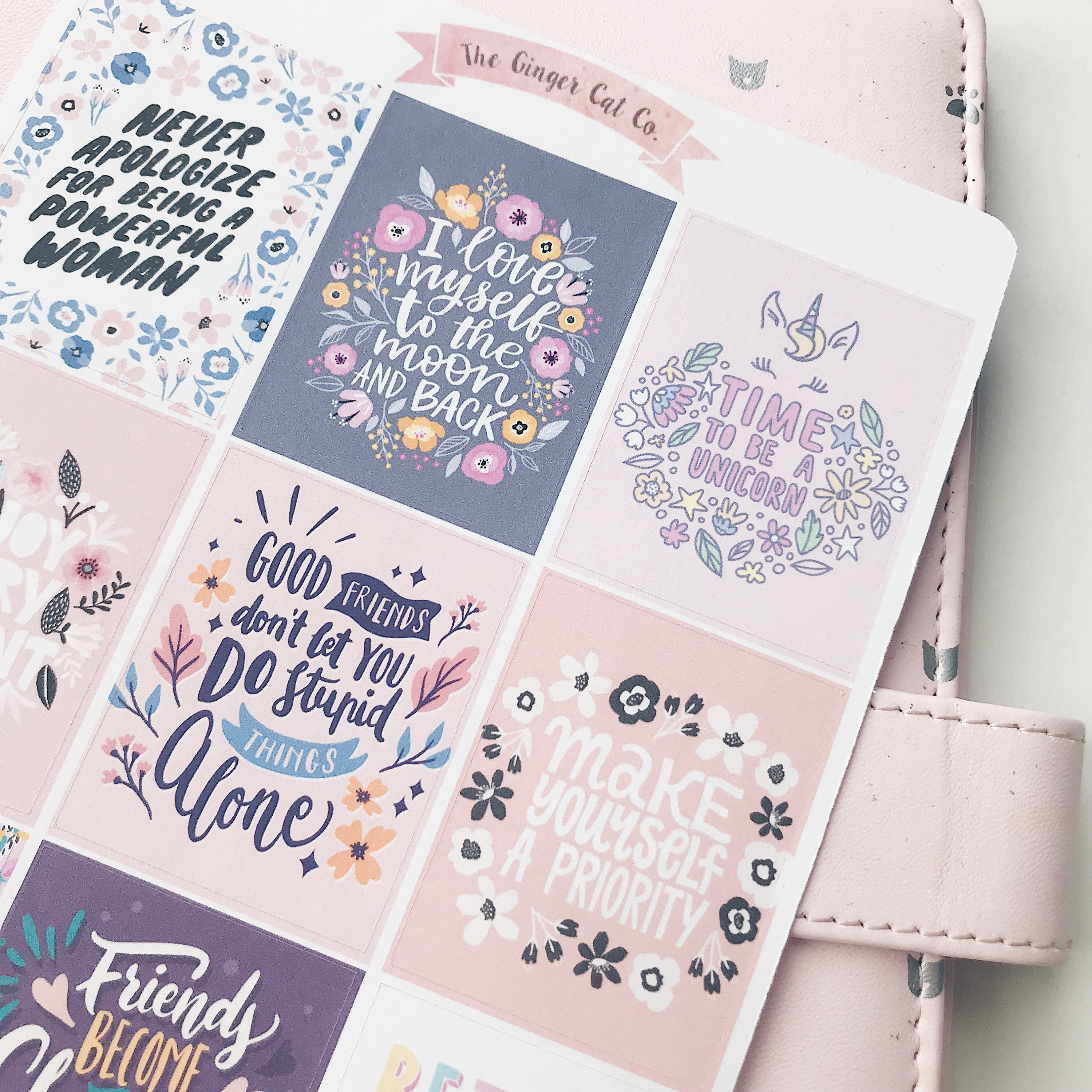 Purple & Pink Inspirational Quote Full Box Stickers | Etsy