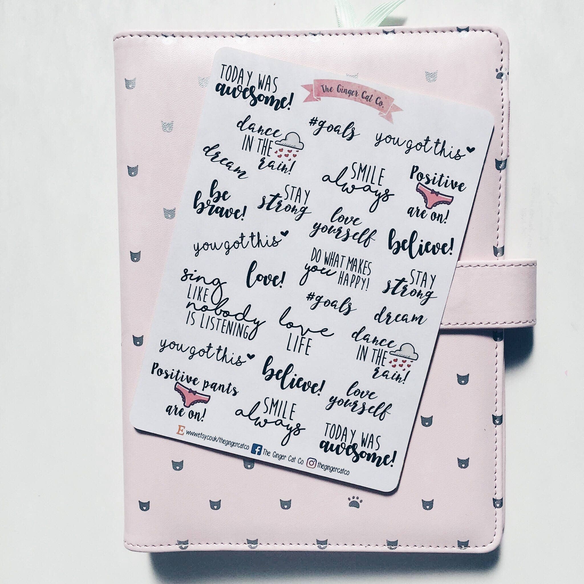 Positive Inspirational Quotes Script Planner Journaling - Etsy