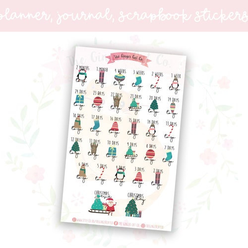 Christmas Countdown Stickers for Planner Erin Condren - Etsy