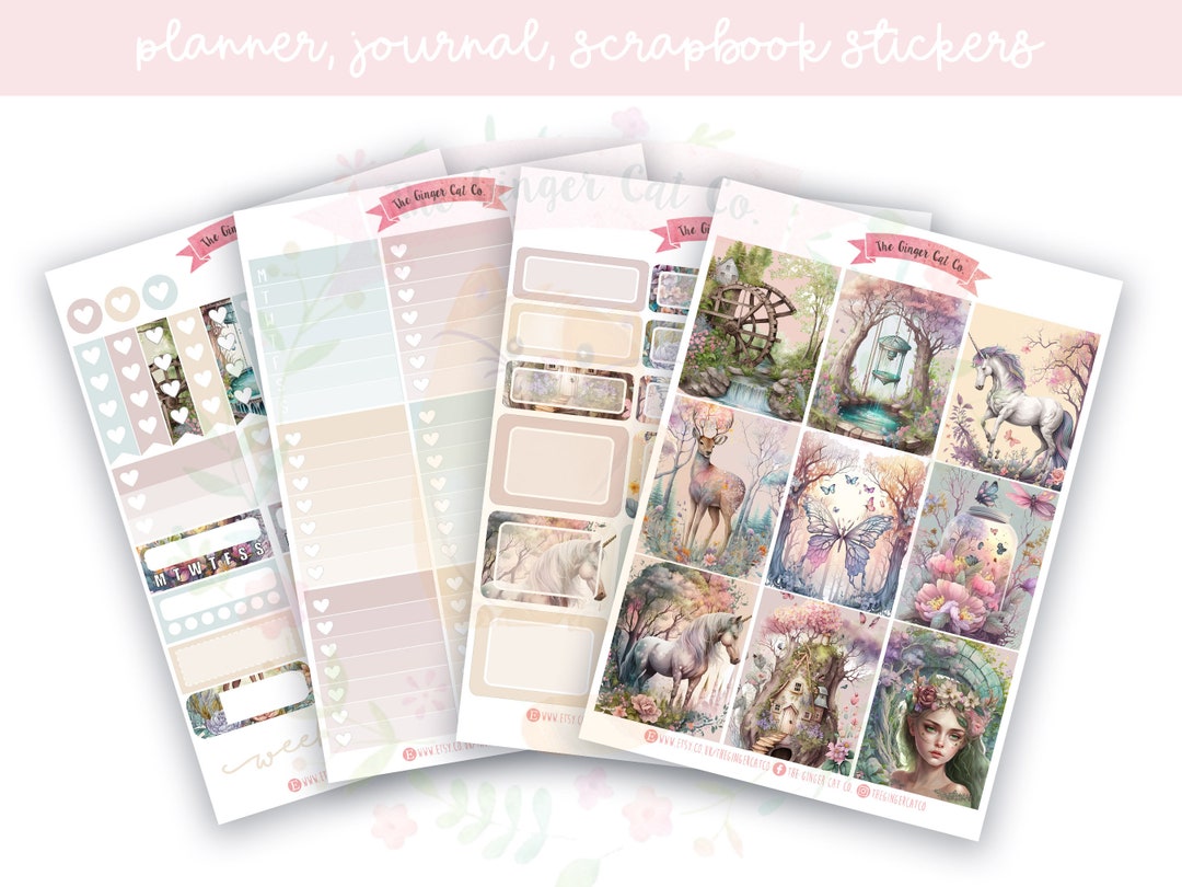A La Carte Enchanted Forest Planner, Journaling, Scrapbook Sticker Kit ...