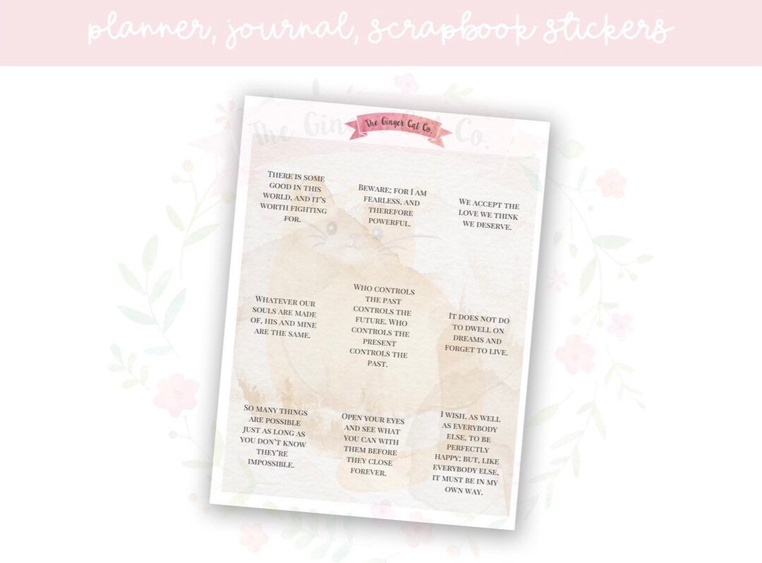 Simple Beige Quotes Full Boxes Planner, Journaling, Scrapbook Stickers ...